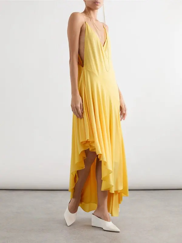 Alaïa Asymmetric Jersey Midi Dress - Yellow