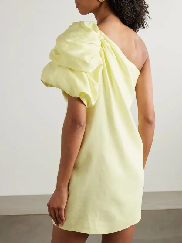 Aje Cira One-shoulder Linen-blend Mini Dress