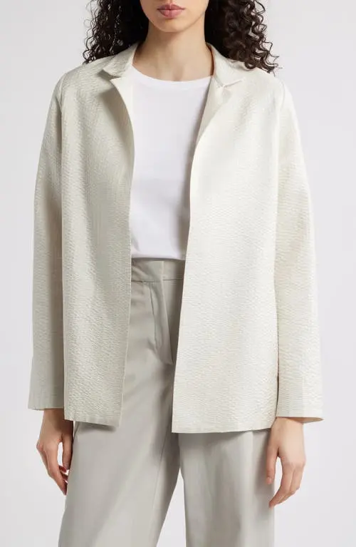 Eileen Fisher Stand Collar Silk Jacket
