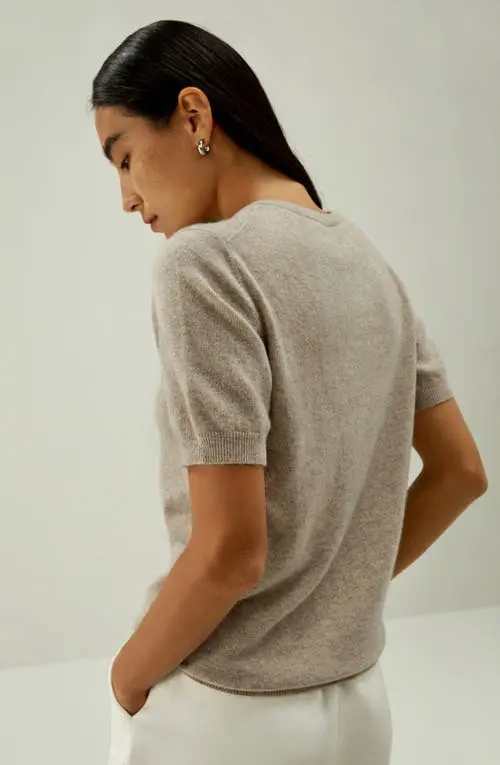 Lilysilk Baby Cashmere Crew Neck Knit Top - Camel