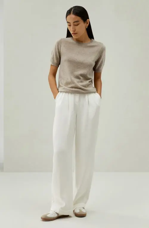 Lilysilk Baby Cashmere Crew Neck Knit Top - Camel