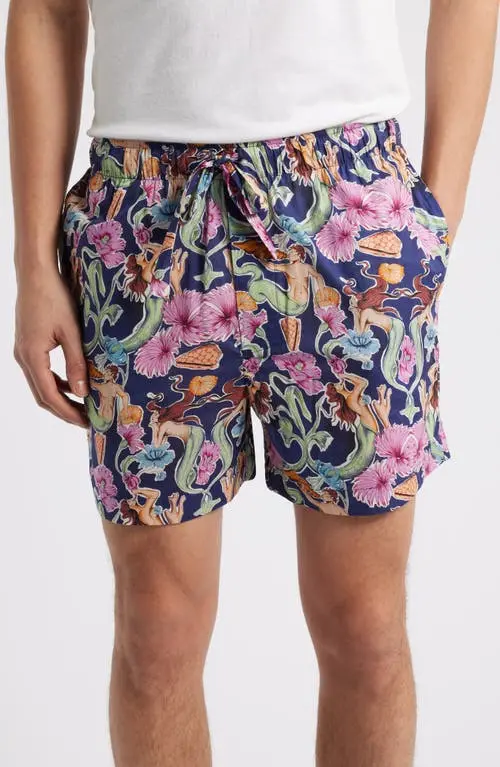 THE LAZY POET Ben Calypso Pajama Shorts - Blue