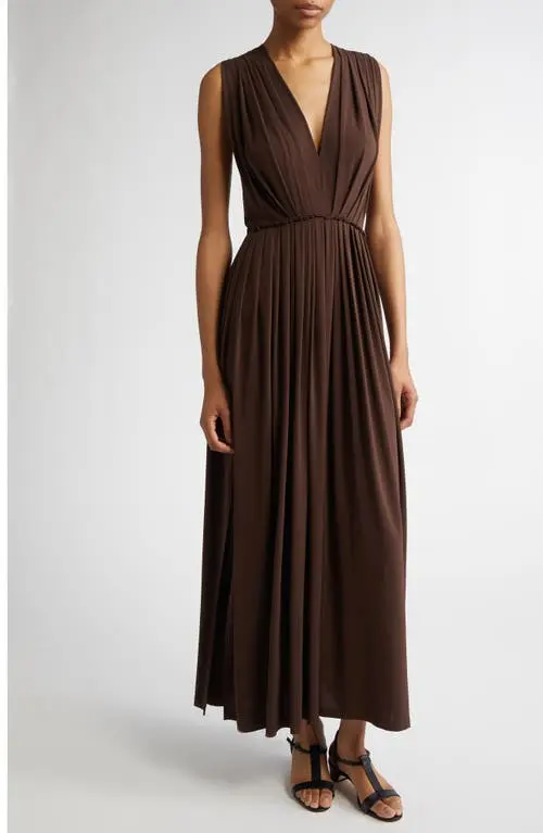 Max Mara Walter Pleated Jersey Dress - Coffee