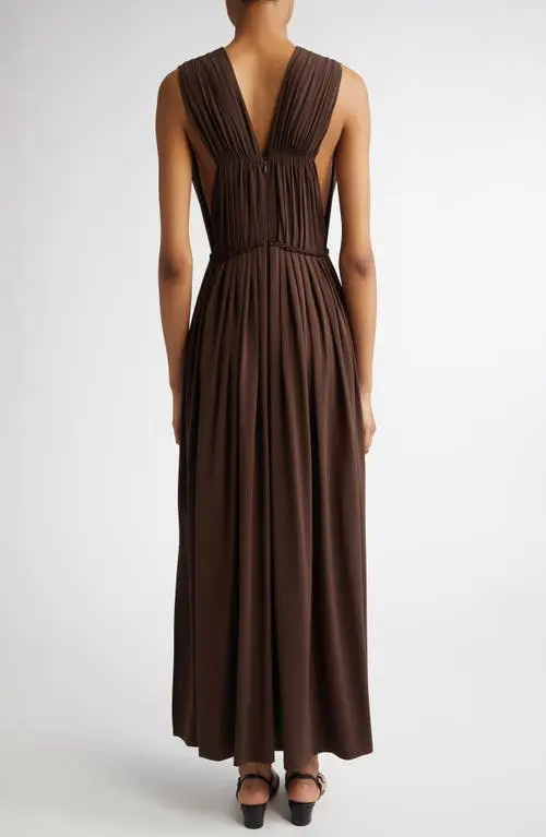 Max Mara Walter Pleated Jersey Dress - Coffee