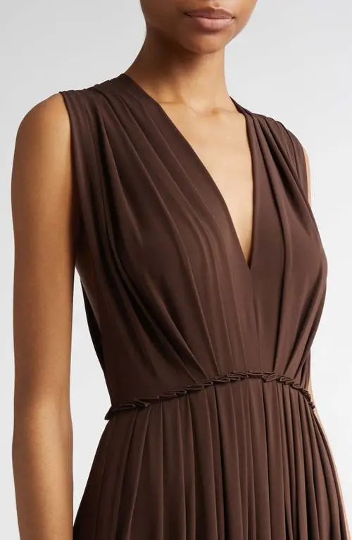 Max Mara Walter Pleated Jersey Dress - Coffee