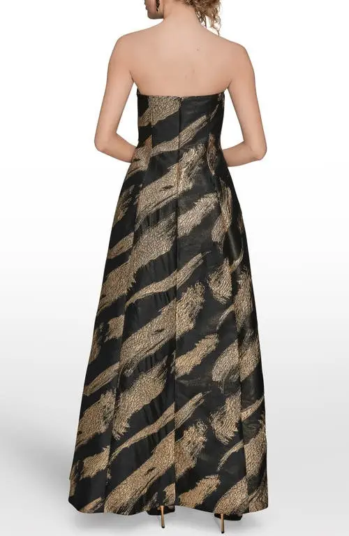 Donna Karan New York Strapless Fit & Flare Gown - Black/gold