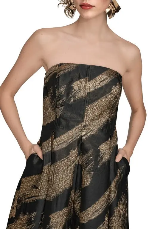 Donna Karan New York Strapless Fit & Flare Gown - Black/gold