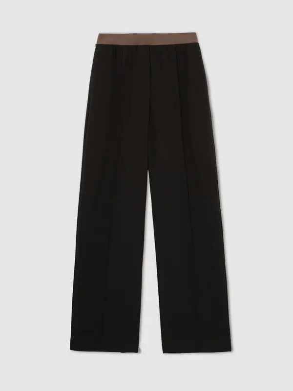 REISS Wide-leg Elasticated-waist Trousers - Black