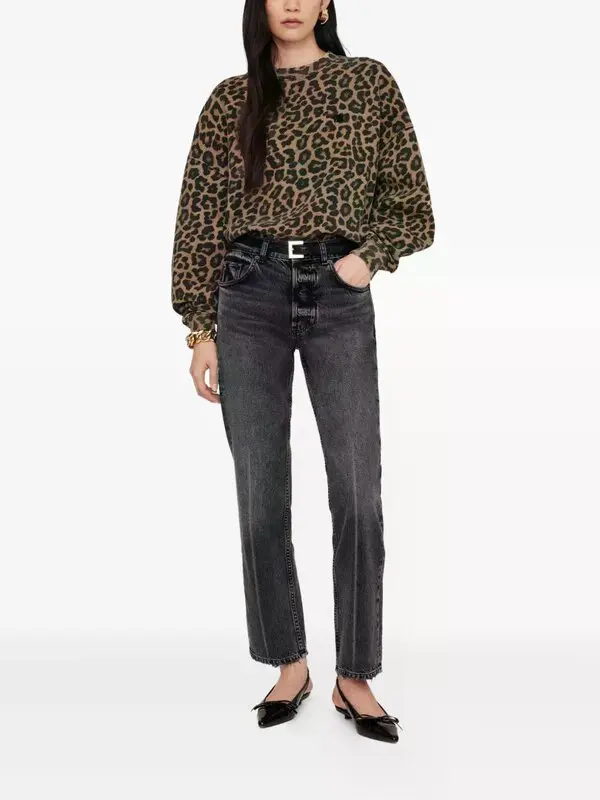 ANINE BING Leopard Print Sweatshirt - Brown