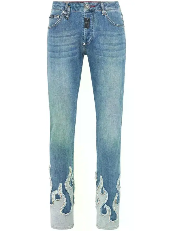 Philipp Plein Flame-appliqué Jeans