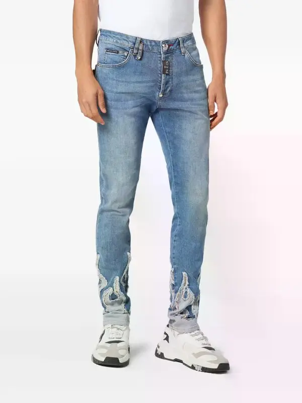 Philipp Plein Flame-appliqué Jeans