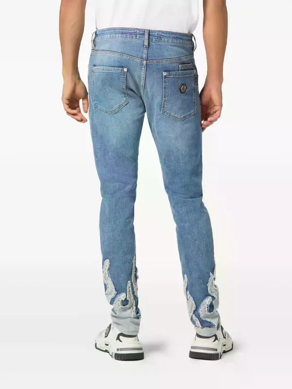 Philipp Plein Flame-appliqué Jeans
