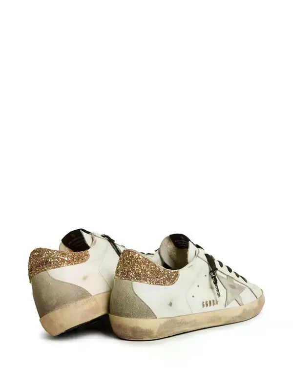 GOLDEN GOOSE Leather Super-star Sneakers With Glitter Heel Tab