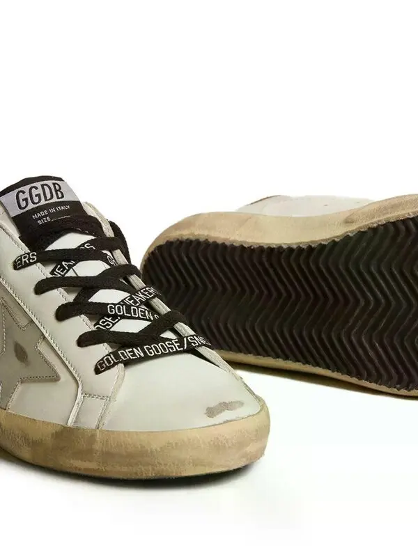 GOLDEN GOOSE Leather Super-star Sneakers With Glitter Heel Tab