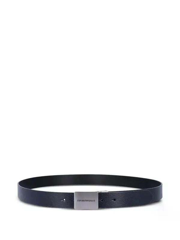 Emporio Armani Plate Leather Belt - Black