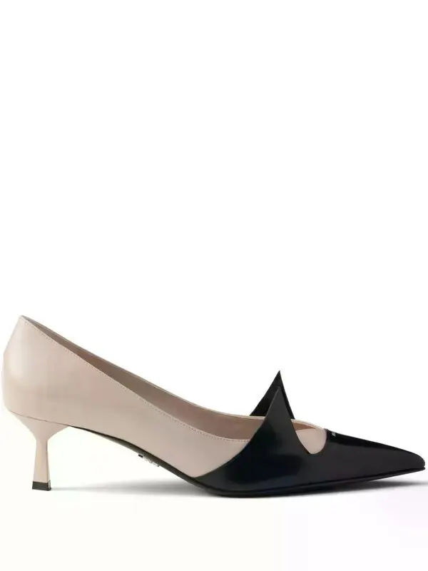 Prada 55mm Two-tone Brushed-leather Pumps - Pink