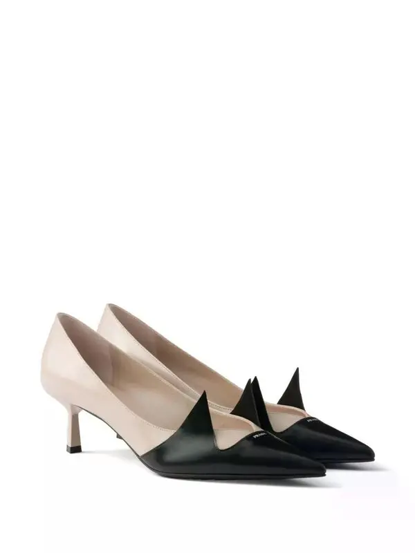 Prada 55mm Two-tone Brushed-leather Pumps - Pink