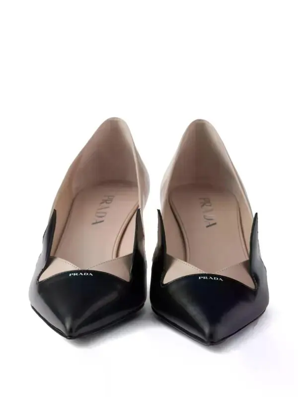 Prada 55mm Two-tone Brushed-leather Pumps - Pink
