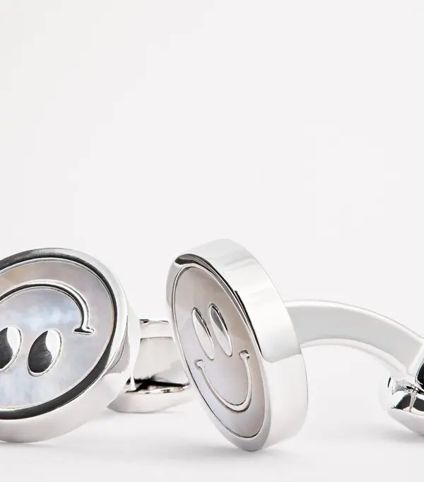 BABETTE WASSERMAN LONDON Rhodium-plated Smiley Face Cufflinks