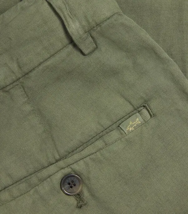 Paul & Shark Cotton-linen Chinos With Shark Charm - Green