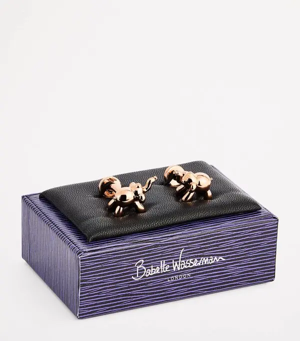 BABETTE WASSERMAN LONDON Rose Gold-plated Elephant Cufflinks