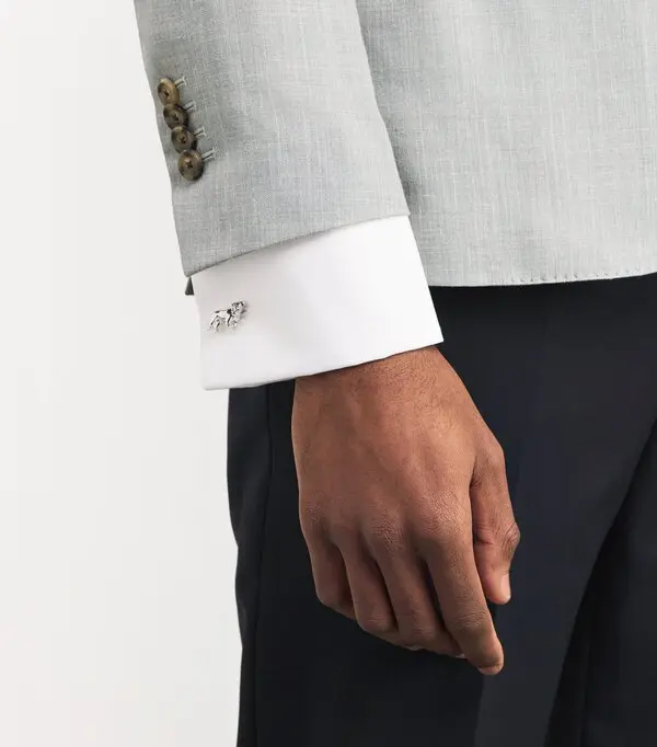 BABETTE WASSERMAN LONDON Rhodium-plated British Bulldog Cufflinks