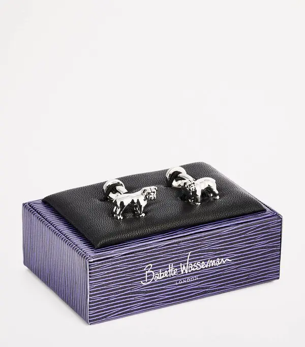 BABETTE WASSERMAN LONDON Rhodium-plated British Bulldog Cufflinks