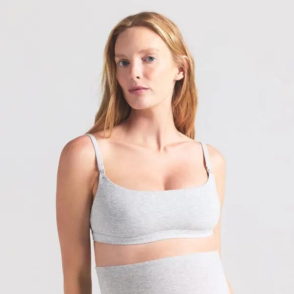 SKIMS Cotton Jersey Maternity Nursing Scoop Bralette - Light Heather Grey