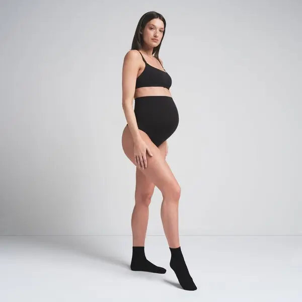 SKIMS Maternity Nursing Scoop Bralette | Black | | Cotton Jersey - Soot