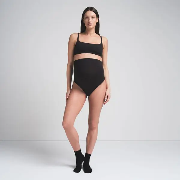SKIMS Maternity Nursing Scoop Bralette | Black | | Cotton Jersey - Soot