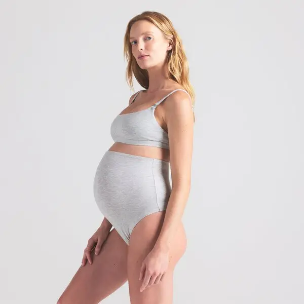 SKIMS Cotton Jersey Maternity High Waisted Thong - Light Heather Grey