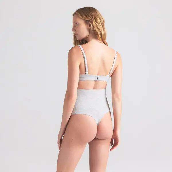 SKIMS Maternity High Waisted Thong | Grey | | Cotton Jersey - Light Heather Grey
