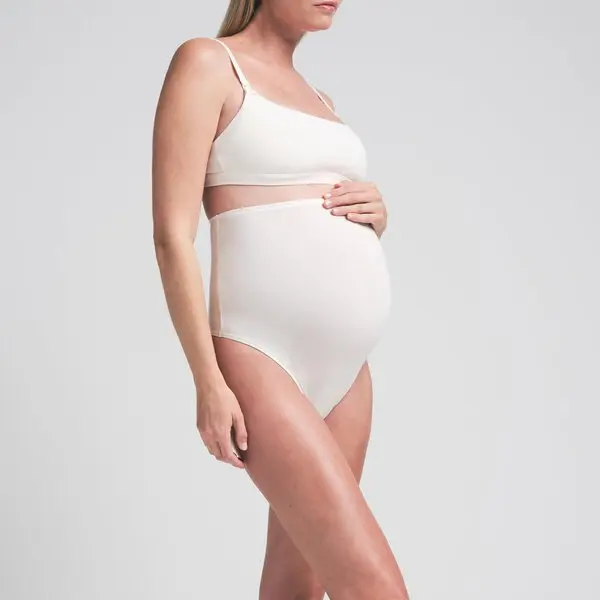 SKIMS Cotton Jersey Maternity High Waisted Thong - Marble