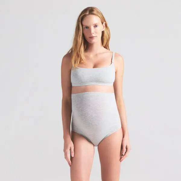 SKIMS Maternity High Waisted Brief | Black | | Cotton Jersey - Light Heather Grey