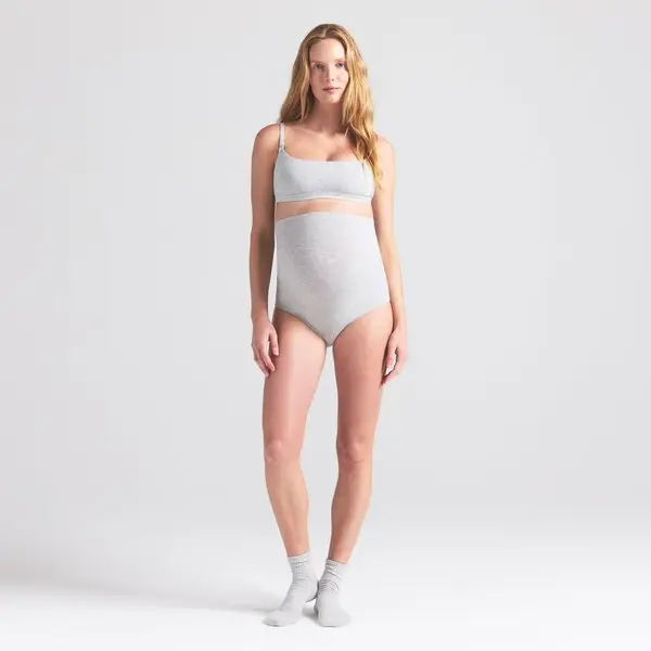 SKIMS Maternity High Waisted Brief | Black | | Cotton Jersey - Light Heather Grey