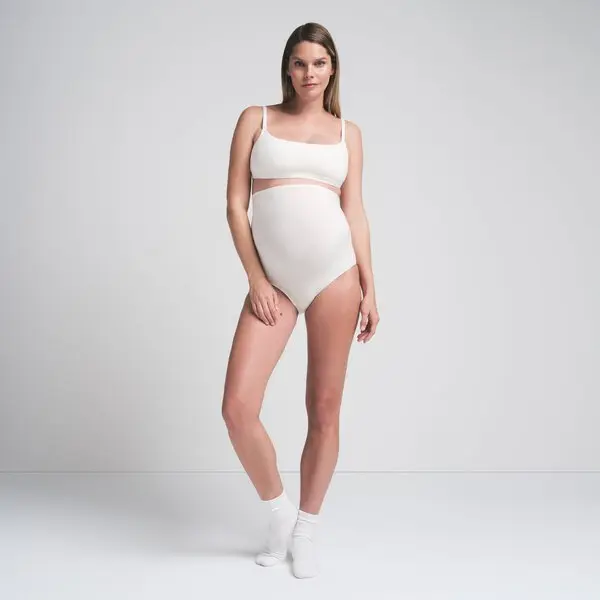 SKIMS Cotton Jersey Maternity High Waisted Brief - Marble