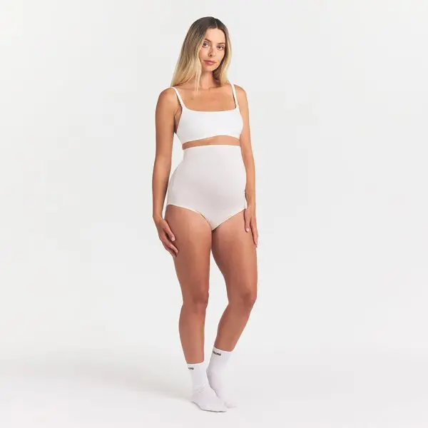 SKIMS Maternity High Waisted Brief | Black | | Cotton Jersey - Marble