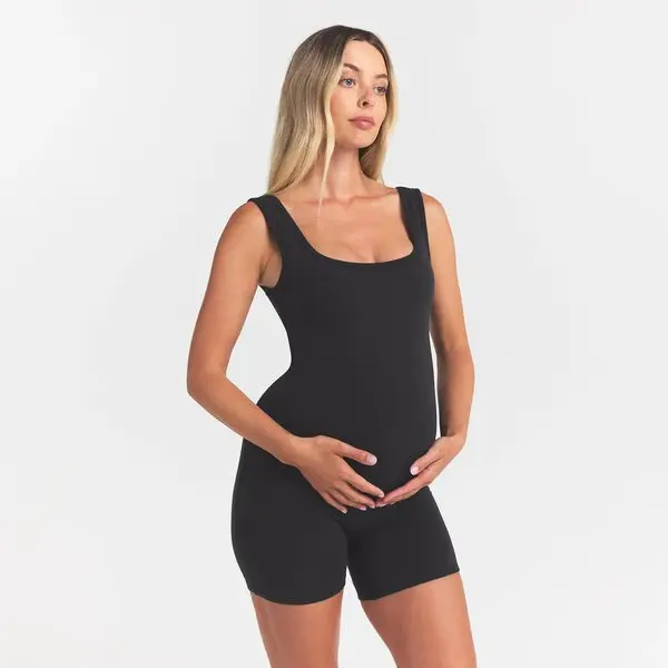 SKIMS Maternity Onesie | Black | | Cotton Jersey - Soot
