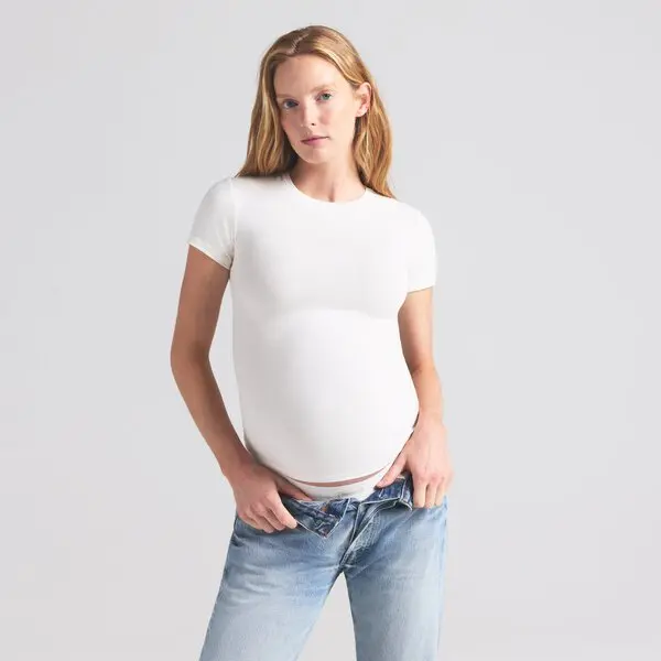SKIMS Cotton Jersey Maternity T-shirt - Marble