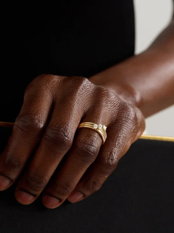 STONE AND STRAND Set Of Three 14-karat Diamond Rings