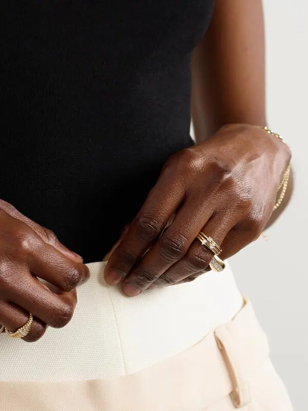 STONE AND STRAND Set Of Three 14-karat Diamond Rings