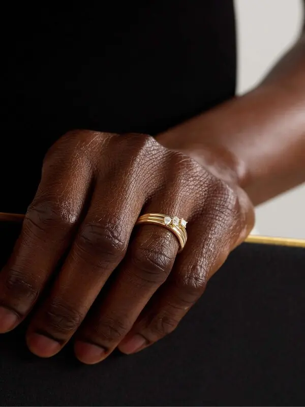 STONE AND STRAND Set Of Three 14-karat Diamond Rings