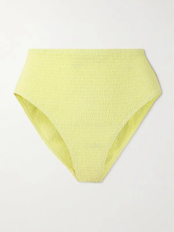 Tory Burch Shirred High-rise Bikini Briefs - Yellow