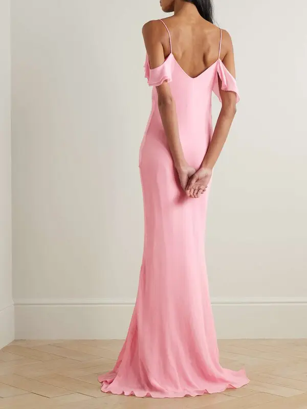 cold shoulder maxi dress pink Ella Light Pink Off Shoulder Prom Dress - US 6