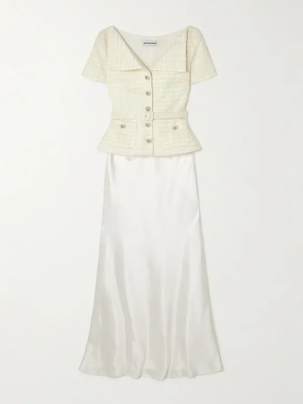 SELF-PORTRAIT Belted Embellished Maxi Dress