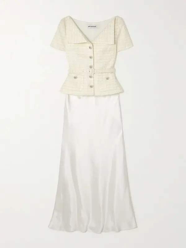 SELF-PORTRAIT Belted Embellished Maxi Dress