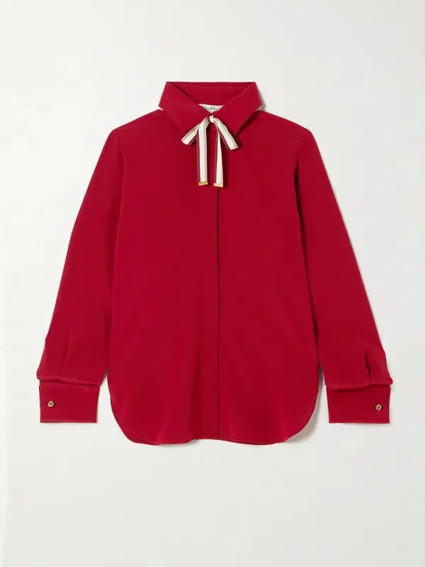 Max Mara Apollo Tie-neck Silk Shirt - Red