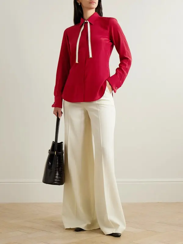 Max Mara Apollo Tie-neck Silk Shirt - Red