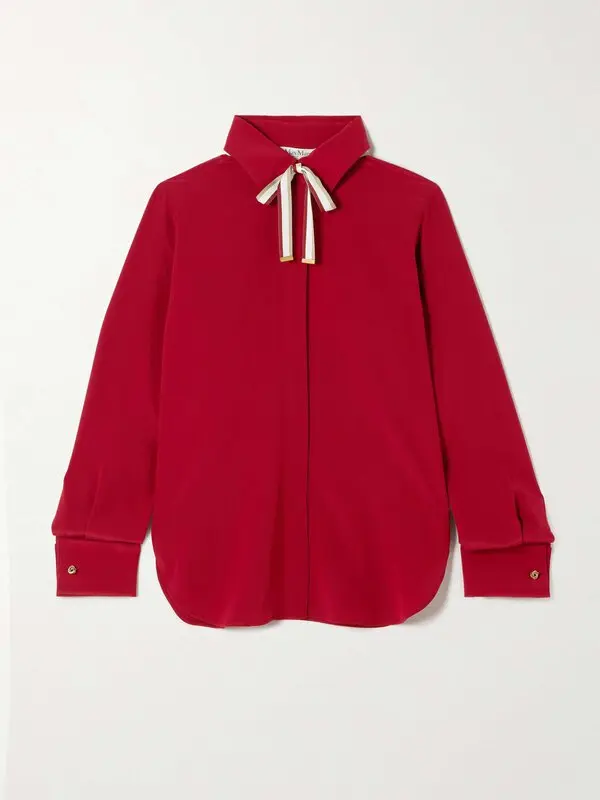 Max Mara Apollo Tie-neck Silk Shirt - Red