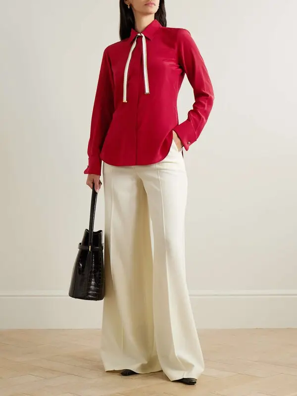 Max Mara Apollo Tie-neck Silk Shirt - Red